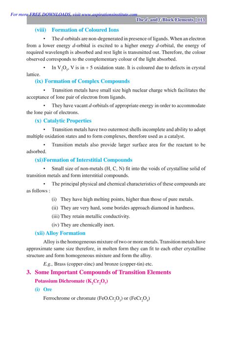SOLUTION Cbse Class Chem Notes Question Bank The D And F Block Elements Pdf Studypool