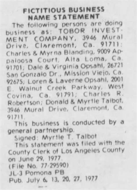 Fictitious Business Name Statement