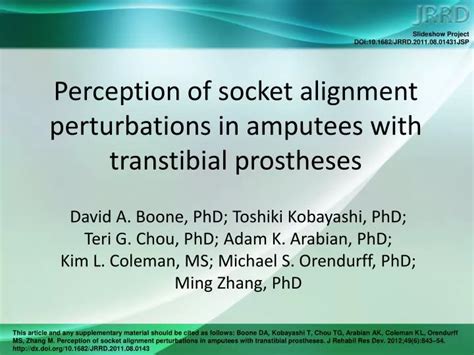 Ppt Perception Of Socket Alignment Perturbations In Amputees With Ppt Perception Of Socket Alignment Perturbations In Amputees With
