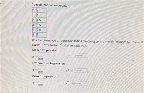 Solved Consider The Following Data Use The Given Type Of