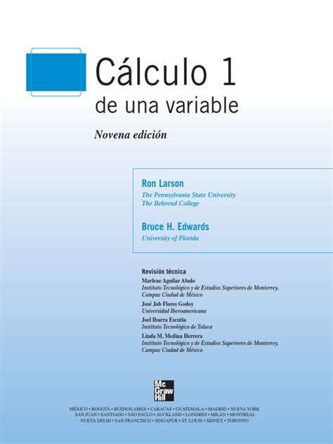 Ron Larson Bruce Edwards Cálculo 1 De Una Variable Mcgraw Hill 2010