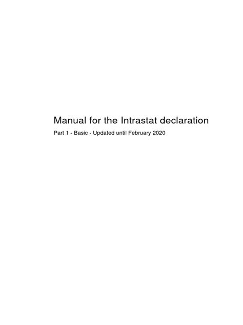 Intrastat Manual Basis Belgique Pdf Economies Business