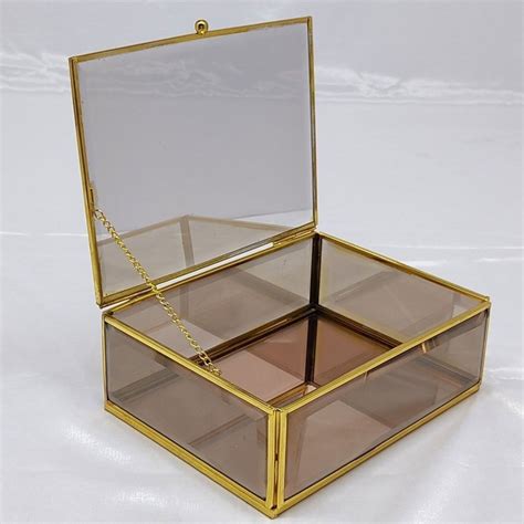 Antique Glass Box Brass Mirror Box Mirror Square Box Ting Mirror