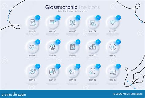 Set Of Approved Checklist Photo Cloud And Scroll Down Line Icons For Web App Pictogram Icon