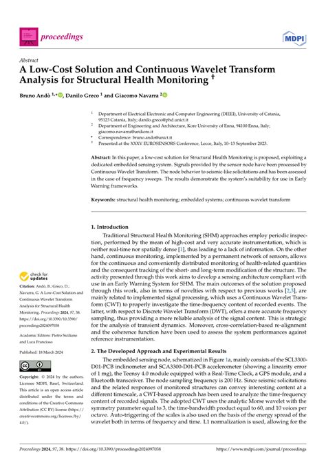 Pdf A Low Cost Solution And Continuous Wavelet Transform Analysis For Structural Health Monitoring