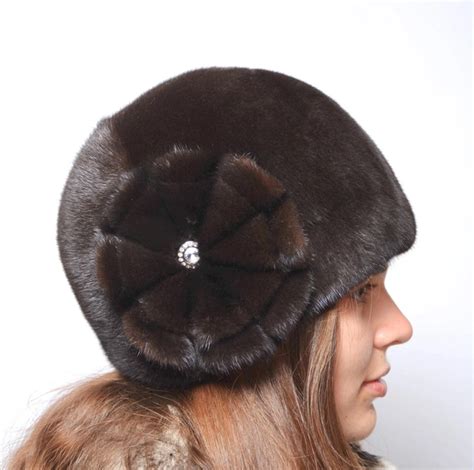 Шапка норкова Хутряний Стиль Кулька дві ромашки 54 60 Темно коричнева 045 від продавця Kram