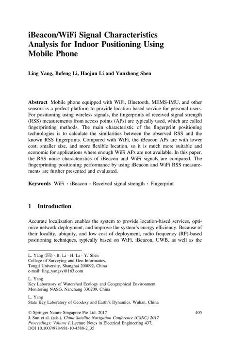 Pdf Ibeaconwifi Signal Characteristics Analysis For Indoor Positioning Using Mobile Phone