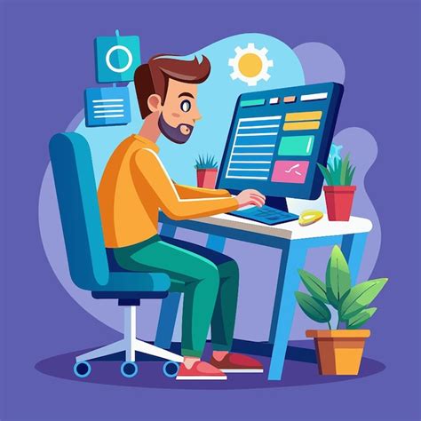 3D Work With Software Man Writes Code At Computer Develops Program
