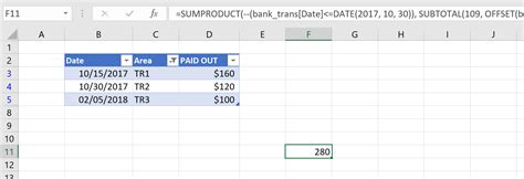 Excel Sumproduct With Subtotal Stack Overflow