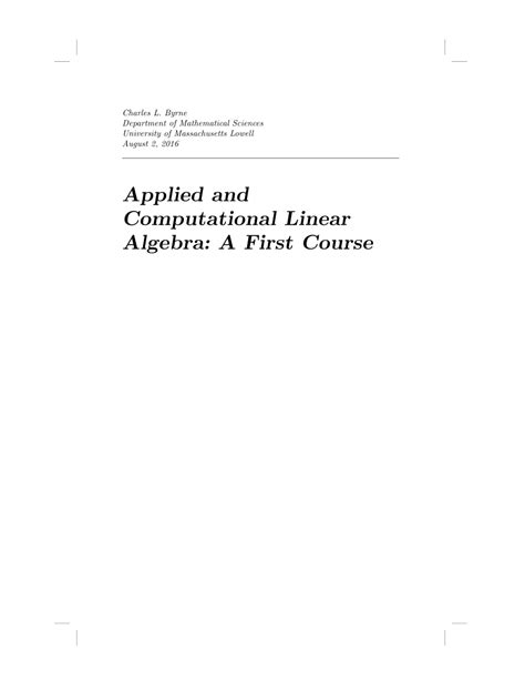 Pdf Applied And Computational Linear Algebra A First Course August 2 2016