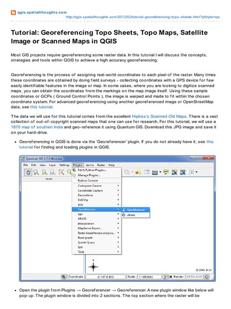 Pdf Tutorial Georeferencing Topo Sheets Topo Maps Satellite Image Or