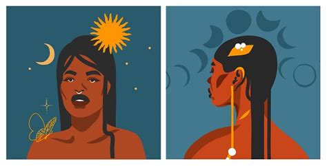 손으로 그린 벡터 추상 그래픽 현대 현대 미술 아름다운 현대 여성 달 별이 있는 미적 패션 삽화 여성 디자인 컨셉 아트 패션