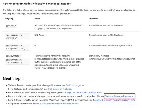 Next Steps Create A Managed Instance · Issue 14781 · Microsoftdocsazure Docs · Github