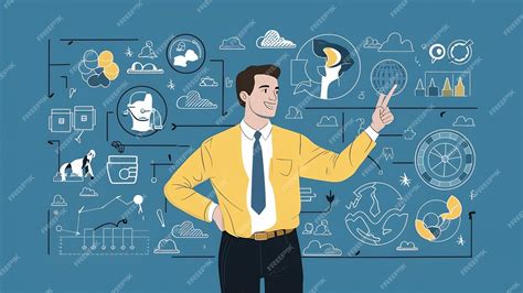 Business Process And Workflow Automation With Flowchart Businessman Pointing Illustration