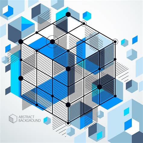 Premium Vector Trend Isometric Geometric Pattern Blue Background With Bright Blocks And Cubes