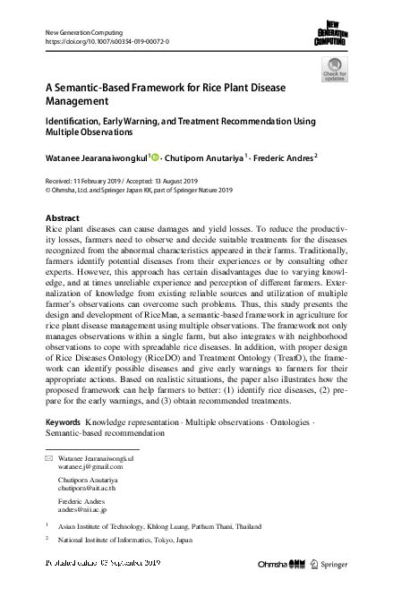 Pdf A Semantic Based Framework For Rice Plant Disease Management