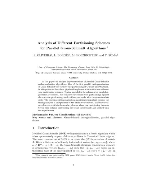 Pdf Analysis Of Different Partitioning Schemes For Parallel Gram