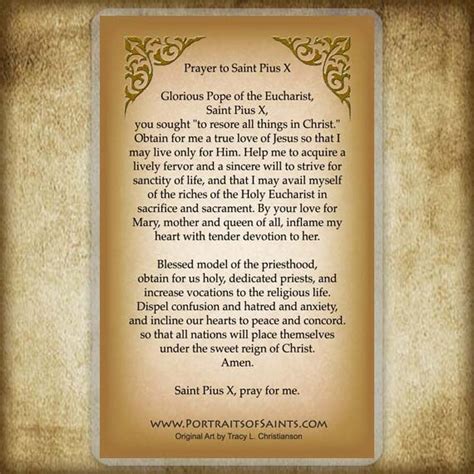 Pope St Pius X Holy Card Portraits Of Saints