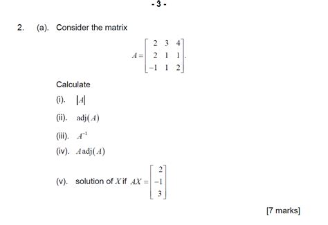 Solved A Consider The Matrix A Chegg Com