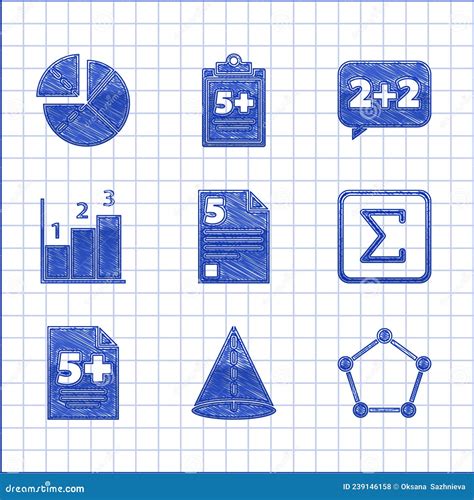 Set Test Or Exam Sheet Geometric Figure Cone Pentagonal Prism Sigma Symbol Graph Schedule