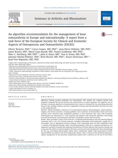 Pdf An Algorithm Recommendation For The Management Of Knee