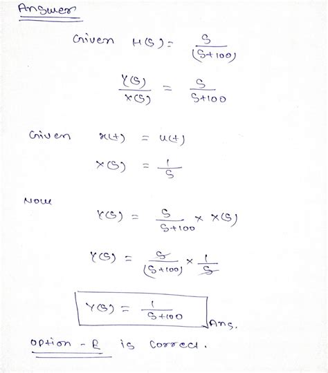 Solved If Ut Is The Input To The System Hs Ss100 The Output Course Hero