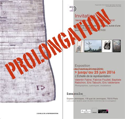 Prolongation Of The Exhibition Léchelle De La Représentation At The Immix Gallery