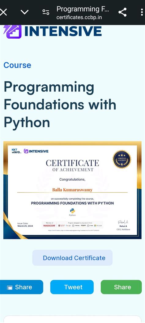 Kumaraswamy Balla On Linkedin Nxtwave Python Fullstackdevelopment Rahulattuluri Sql