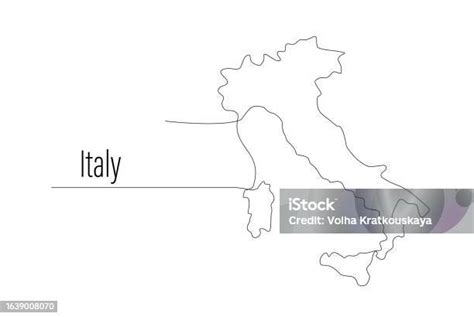 이탈리아지도 하나의 연속 선 그리기 국가 한 줄 등고선 지도 국가 모양 유럽 국가 Eu의 주의지도 실루엣 편집 가능한 획 그리기 벡터 미니멀리스트 일러스트레이션 이탈리아에