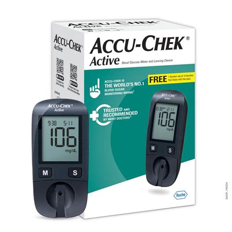 Accu Chek Active Blood Glucometer Kit Box Of 10 Test Strips Free Buy