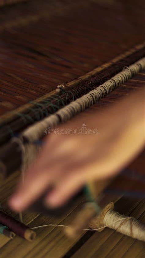 A Baduy Woman Weaves In Front Of Her Home Using Traditional Tools Stock Image Image Of Craft