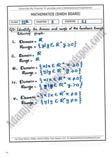 Adamjee Coaching Functions And Limits Exercise 21 Mathematics 12th