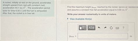 Solved A Rocket Initially At Rest On The Ground