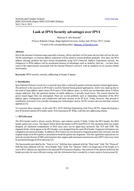 Look At Ipv6 Security Advantages Over Ipv4 Pdf