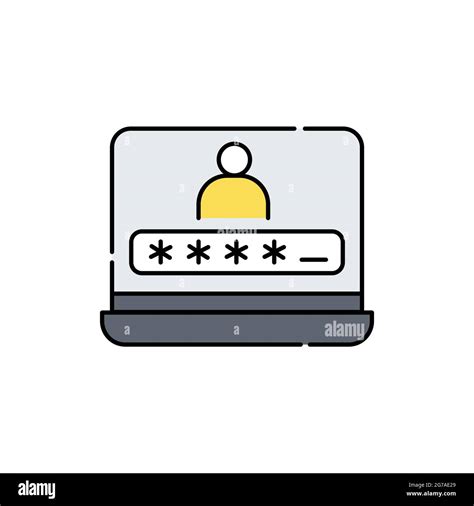 Password On Laptop Color Line Icon Isolated Vector Element Outline Pictogram For Web Page
