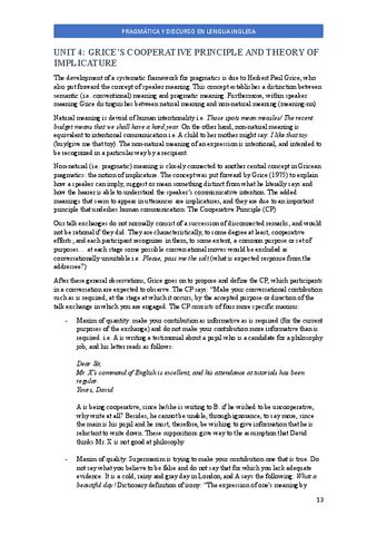 UNIT GRICES COOPERATIVE PRINCIPLE AND THEORY OF IMPLICATURE Pdf