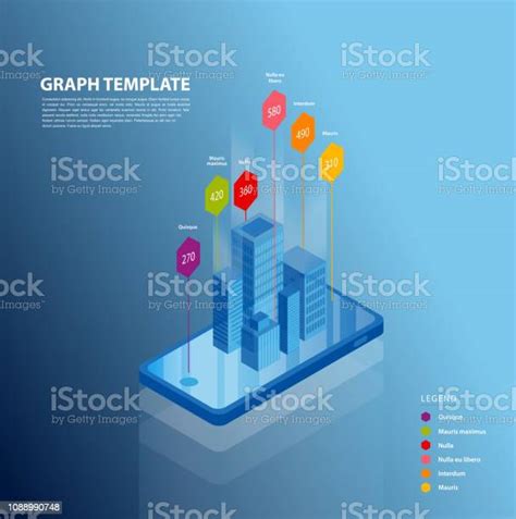 아이소메트릭 스마트폰 화려한 차트 화면에서 나오는 벡터 일러스트 레이 션 배경 템플릿 3차원 형태에 대한 스톡 벡터 아트 및 기타 이미지 3차원 형태 개념 공란