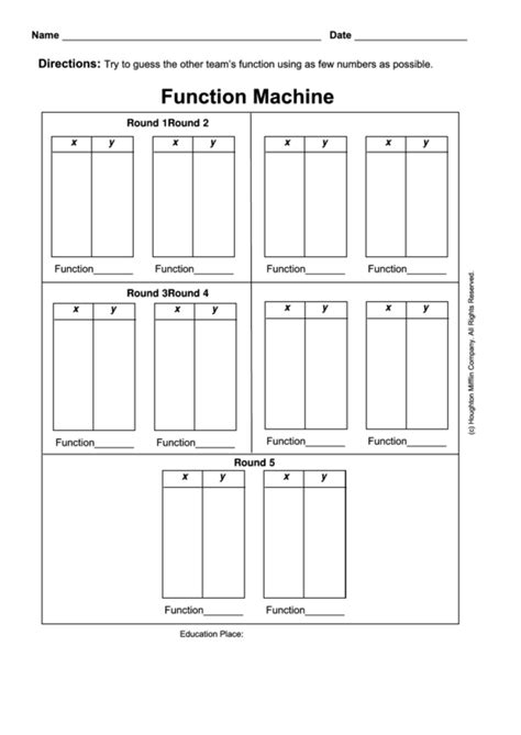 Function Machine Worksheet Printable Pdf Download