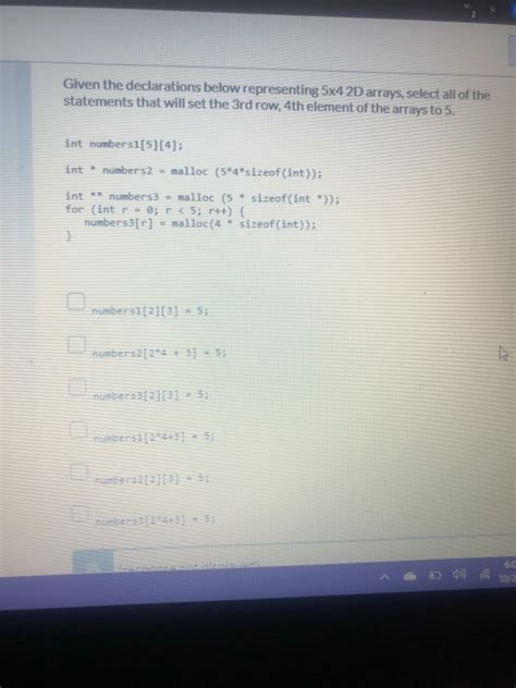 Solved 2 01 Point Given The Code Below Which Of The