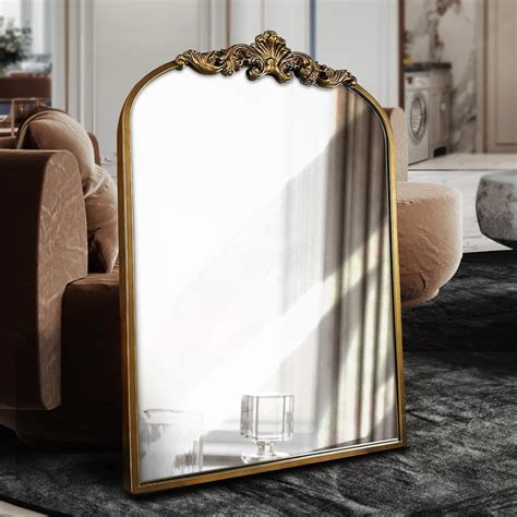 Wamirro Espejo Arqueado Espejo Barroco Ornamentado Clásico Dorado