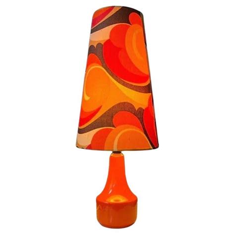 Vintage Space Age Table Lamp With Orange Textile Shade 1970s For Sale At 1stdibs