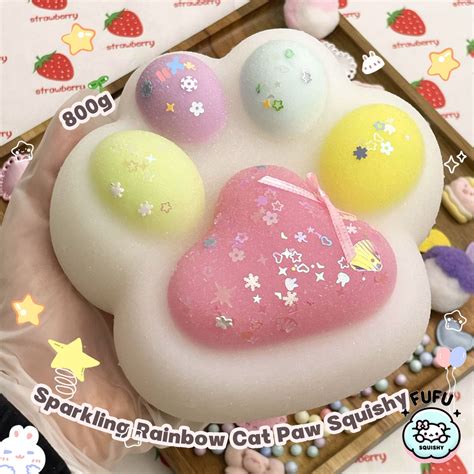 Rainbow Cat Paw Squishy Handmade Sensory Fidget Toy Etsy