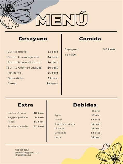 Menú Restaurante Orgánico Beige Pdf