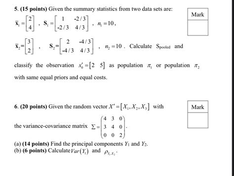Solved 2 10 points Suppose XN3 μ Σ with μ 1 2 3 and Chegg com
