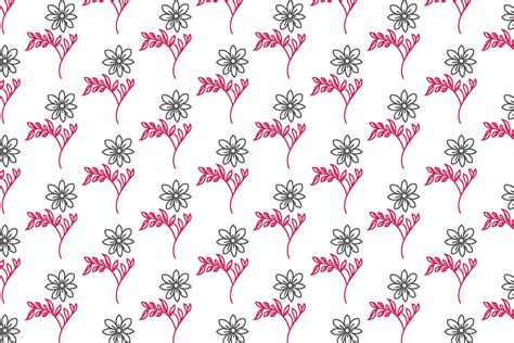 Ornamental One Line Floral Stem Pattern With Foliage Sketch Ideal For