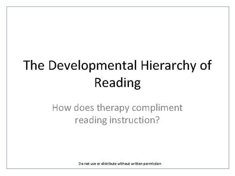 The Developmental Hierarchy Of Reading How Does Therapy