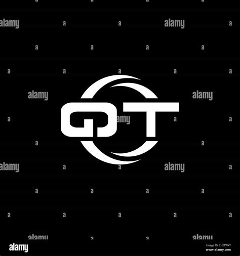 QT Monogram Logo Letter With Simple Shape And Circle Rounded Design Template Isolated On Black