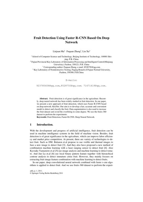 Pdf Fruit Detection Using Faster R Cnn Based On Deep Network Proceeding Of The Second