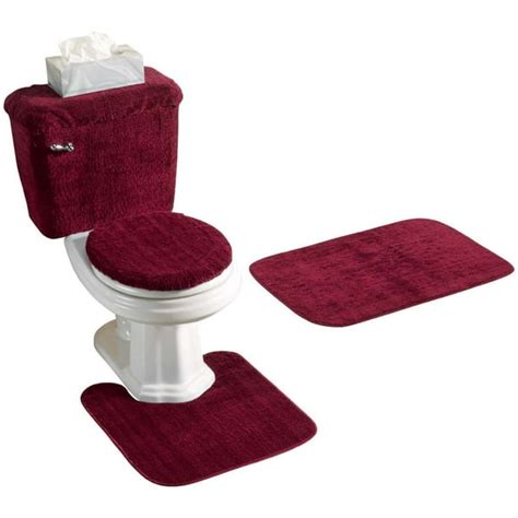 Reflections 5 Piece Bath Rug Contour Lid Tank Lid And Tank Cover Set Burgundy