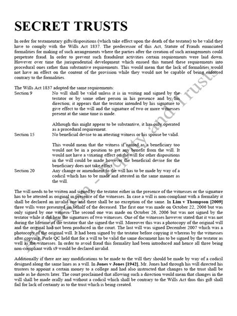 Secret Trusts Notes Pdf